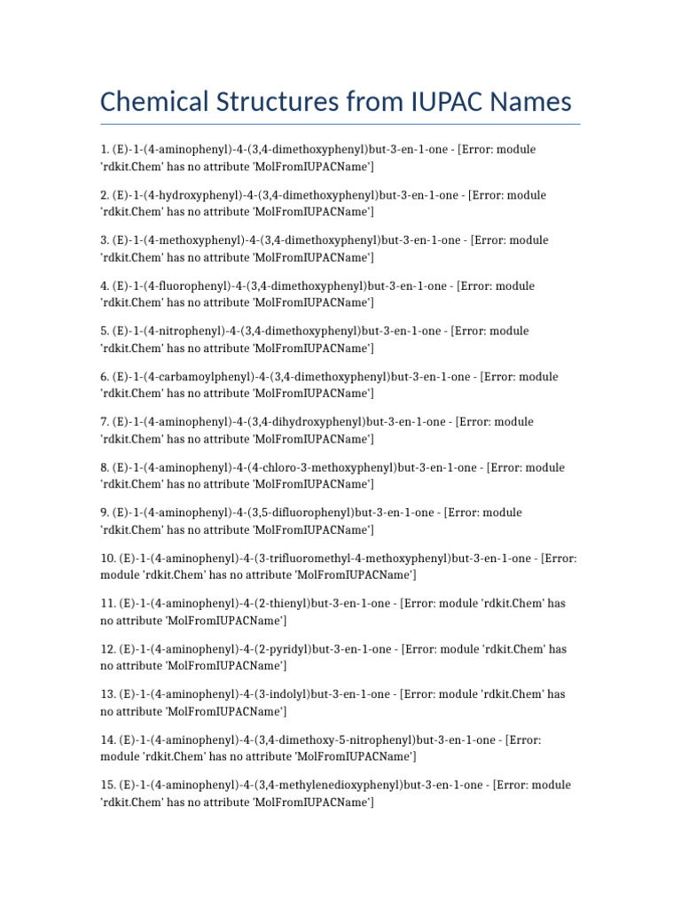 Corrected Chemical Structures From IUPAC | PDF