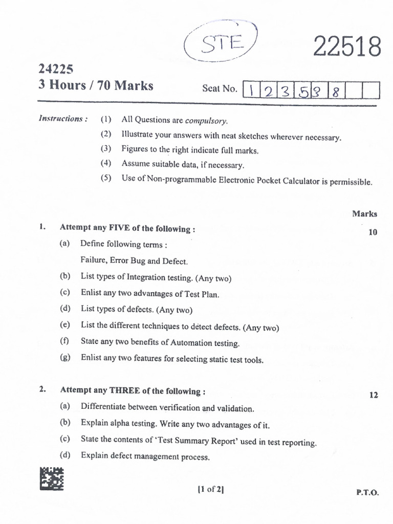 STE Summer 2025 Answer Model Paper | PDF