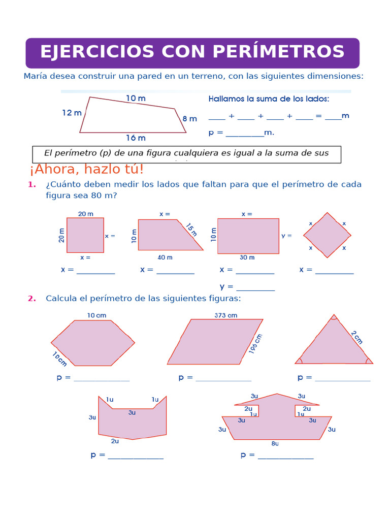 Ejercicios Con Perímetros para Cuarto Grado de Primaria | PDF