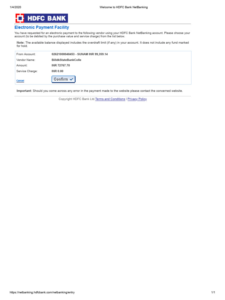 Welcome To HDFC Bank NetBanking | PDF