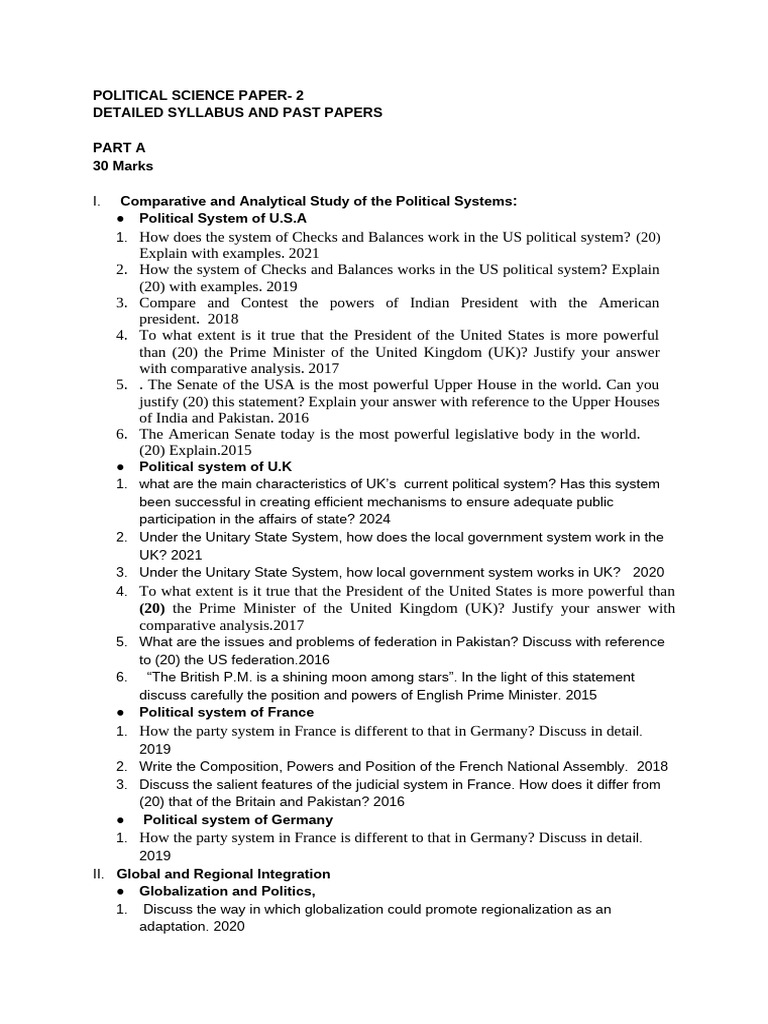 CSS Political Science Paper 2 Detailed Past Papers | PDF | Muhammad Ali ...