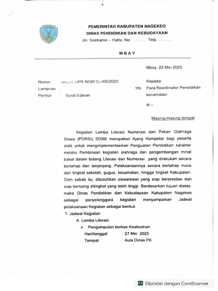 Surat Kegiatan Lomba Litnum Dan Porsi 2025 | PDF