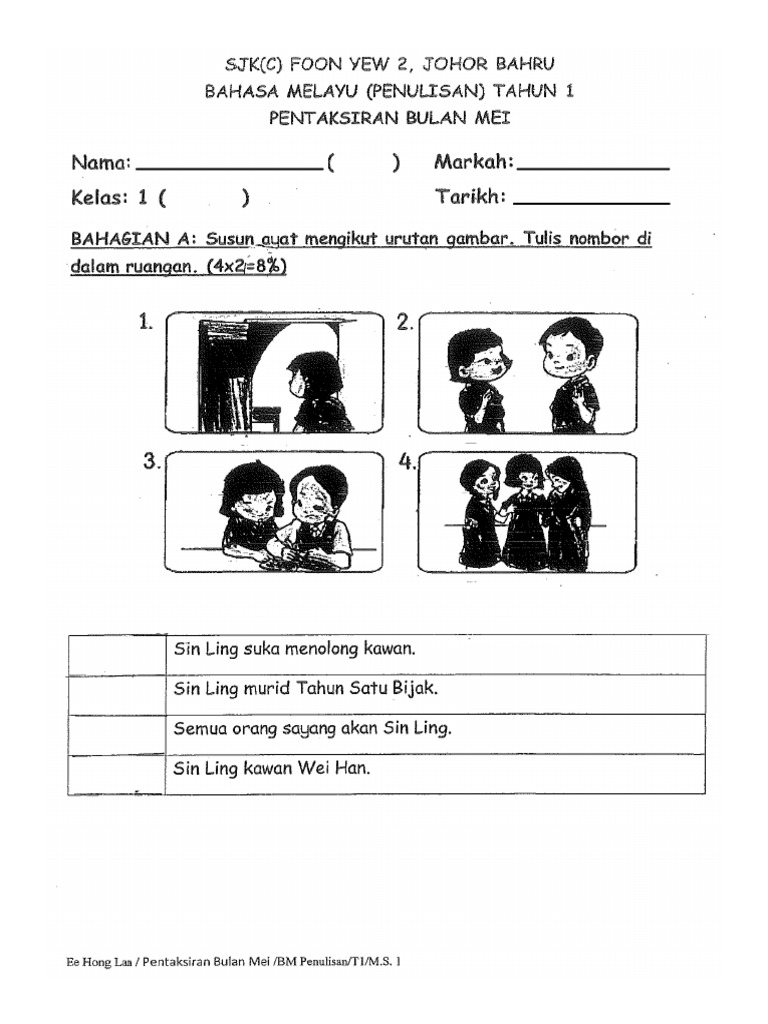 p1 BM Exam Paper Mei Fy2 Penulisan 2019 | PDF