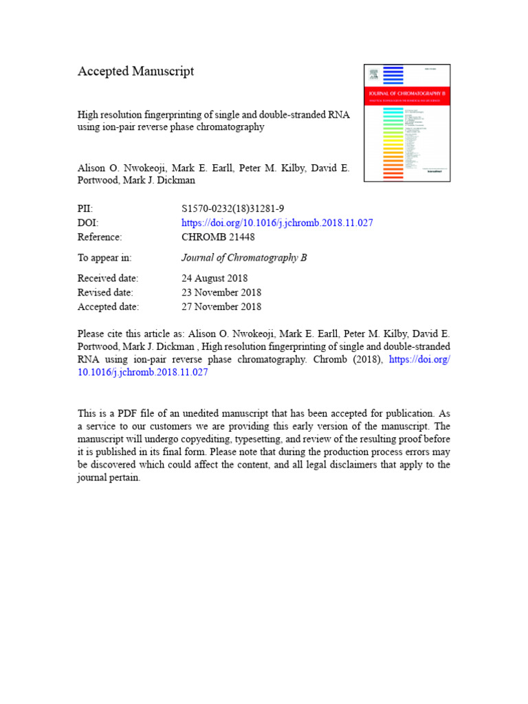 Accepted Manuscript: Journal of Chromatography B | PDF | High ...