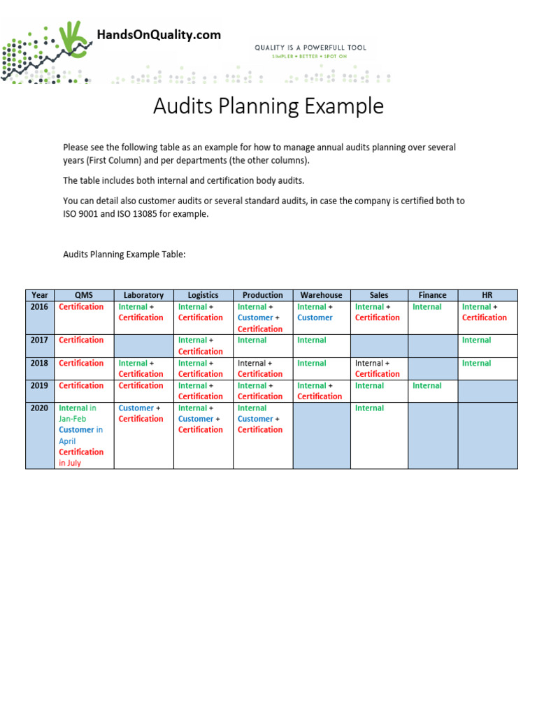 Audits Planning Example | PDF
