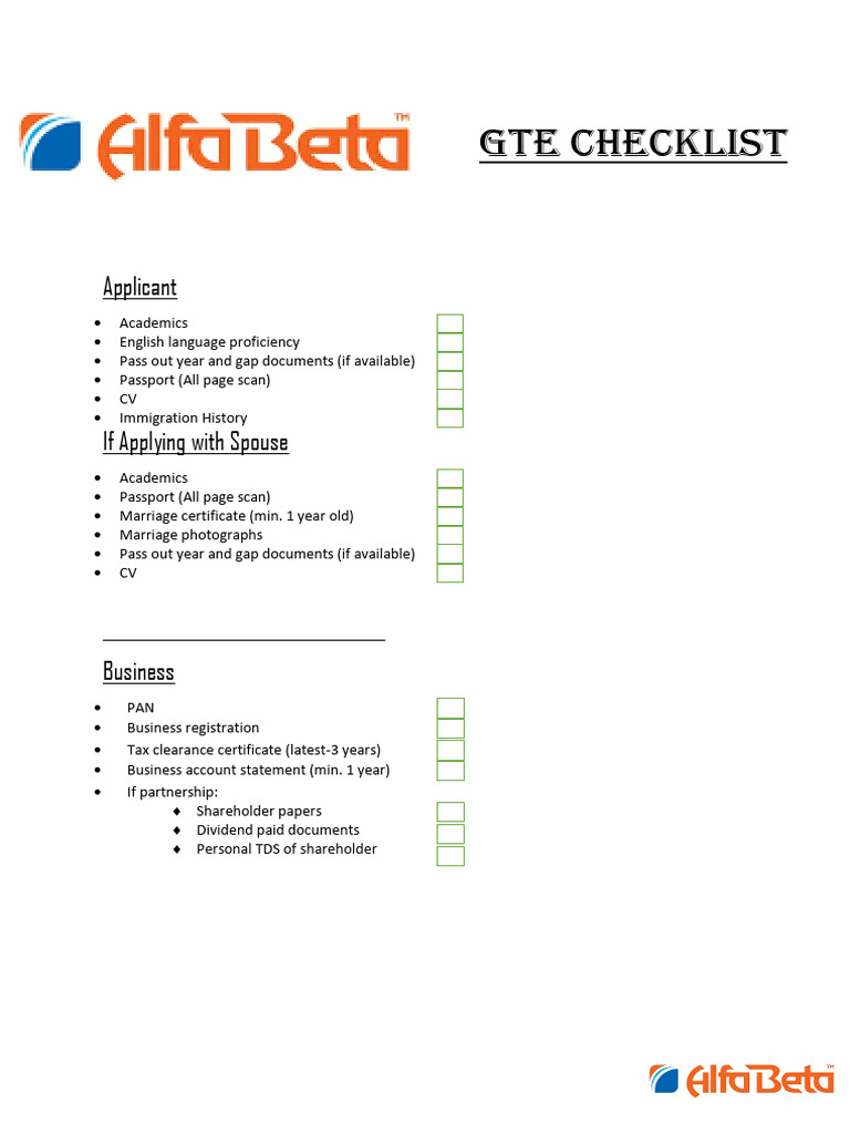 New GTE Checklist-Updated One | PDF | Banks