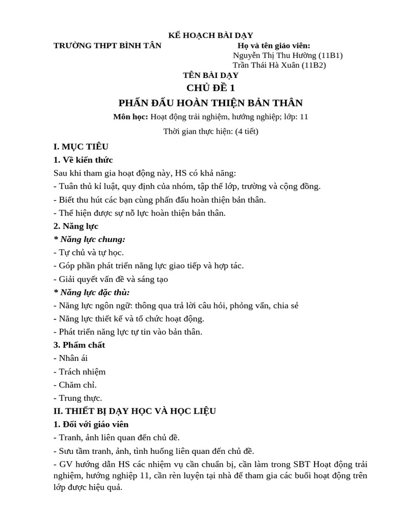 Chu de 1 Phấn Đấu Hoàn Thiện Bản Thân | PDF