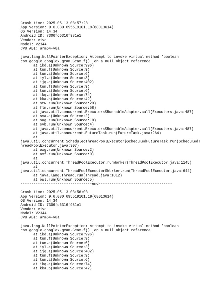 Crash 20250513 | PDF | Java (Programming Language) | Android (Operating System)