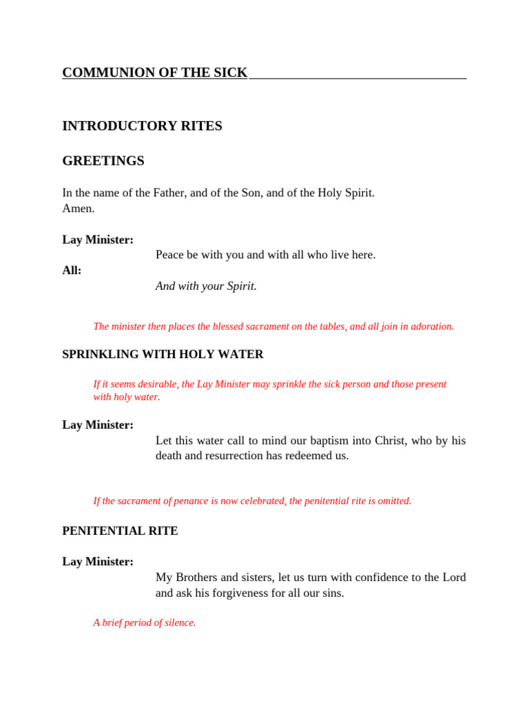 Communion of the Sick | PDF | Penance | Eucharist