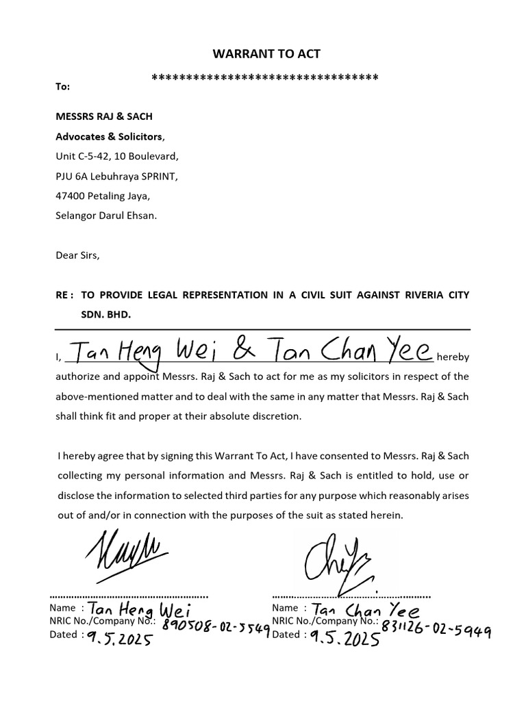 Warrant To Act - Dual | PDF