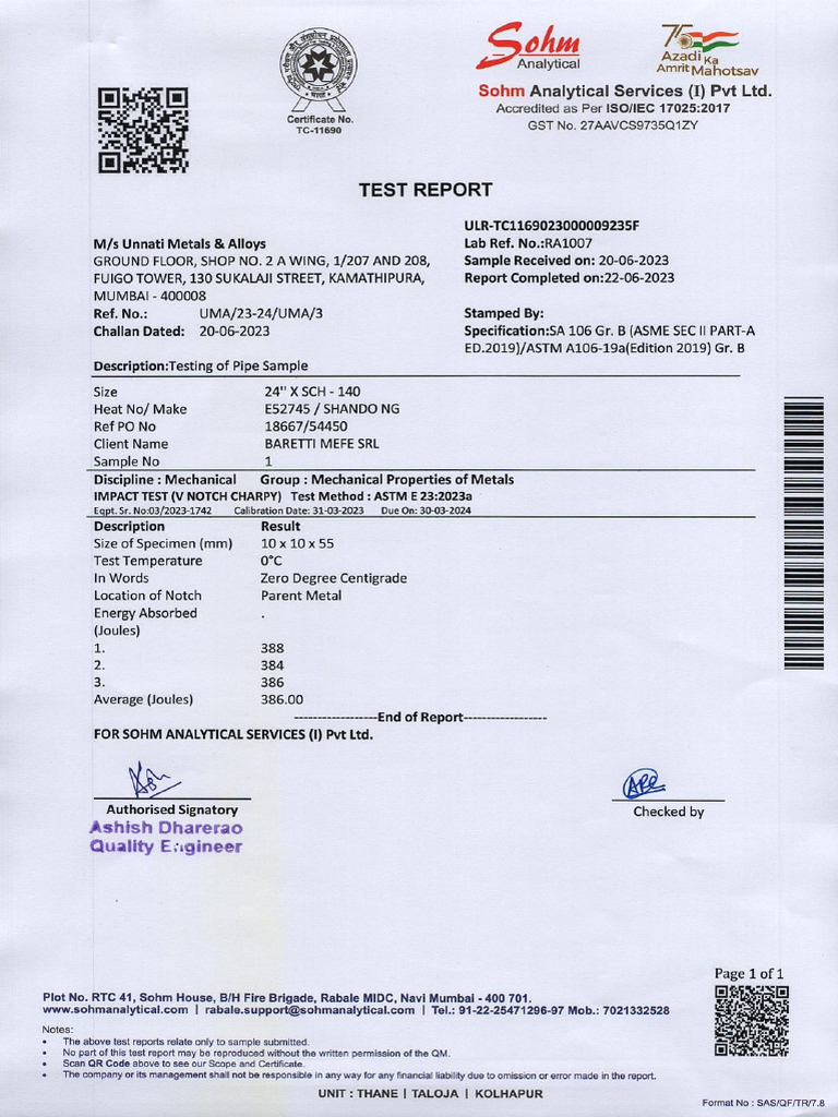 Impact Test Report | PDF