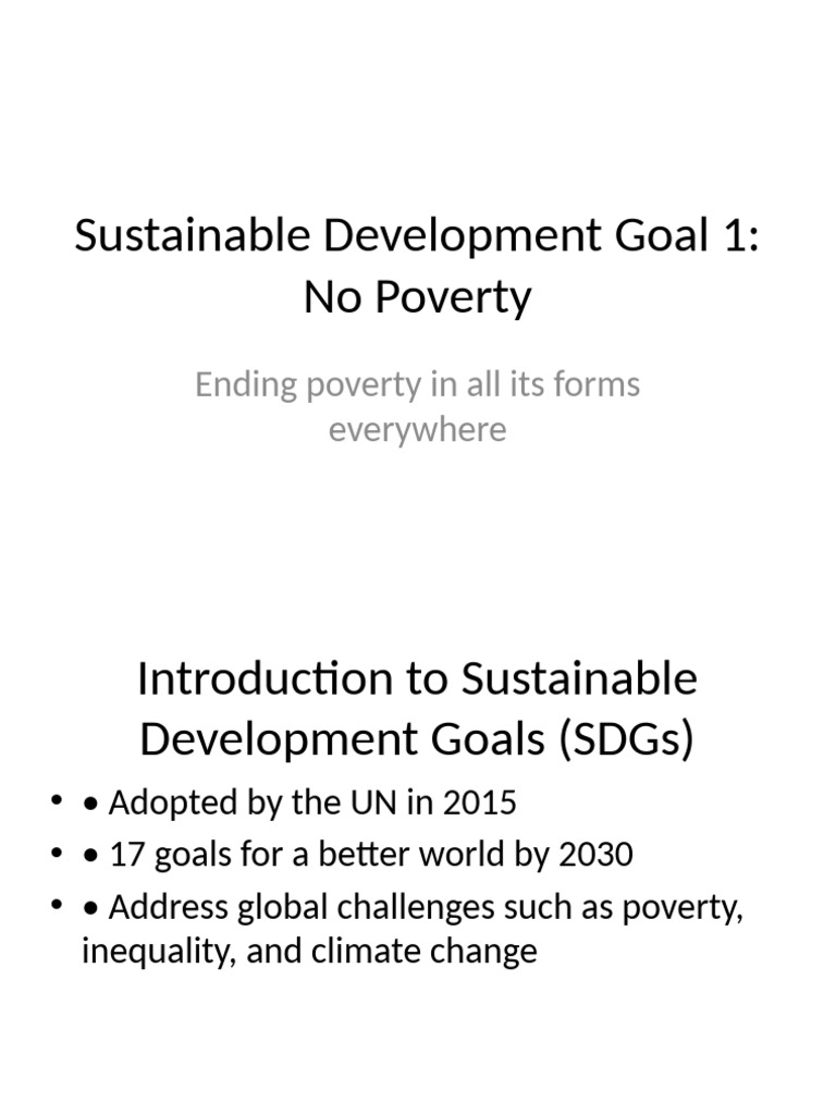 No Poverty: Global Goals Overview | PDF