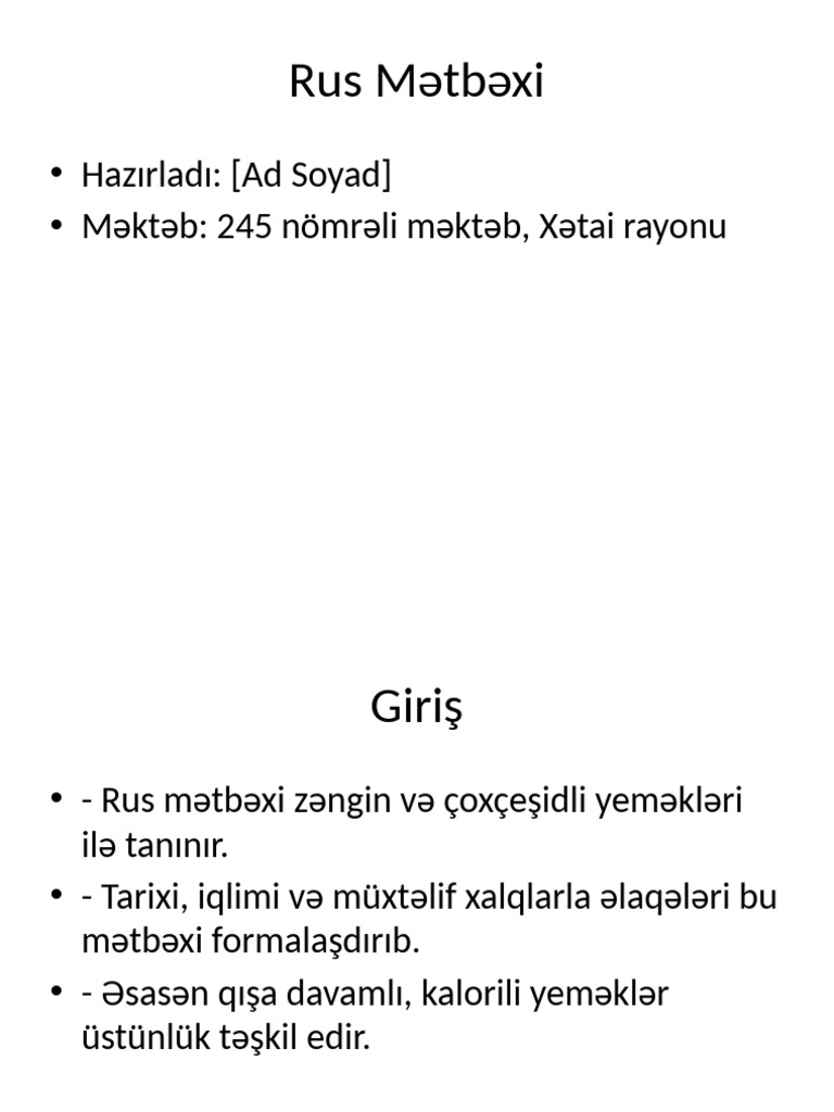 Rus Metbexi Teqdimat | PDF