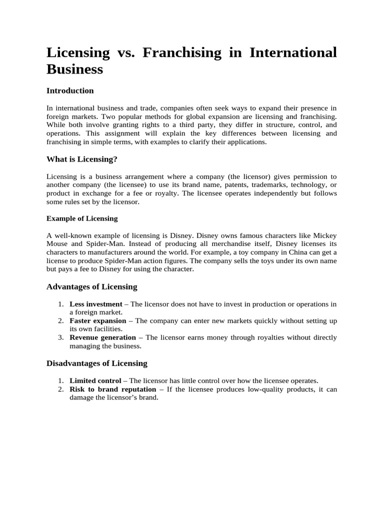 Licensing and Franchising | PDF | Franchising | License