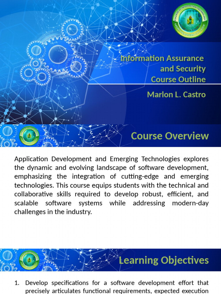 Application Development and Emerging Technologies Course Outline | PDF ...