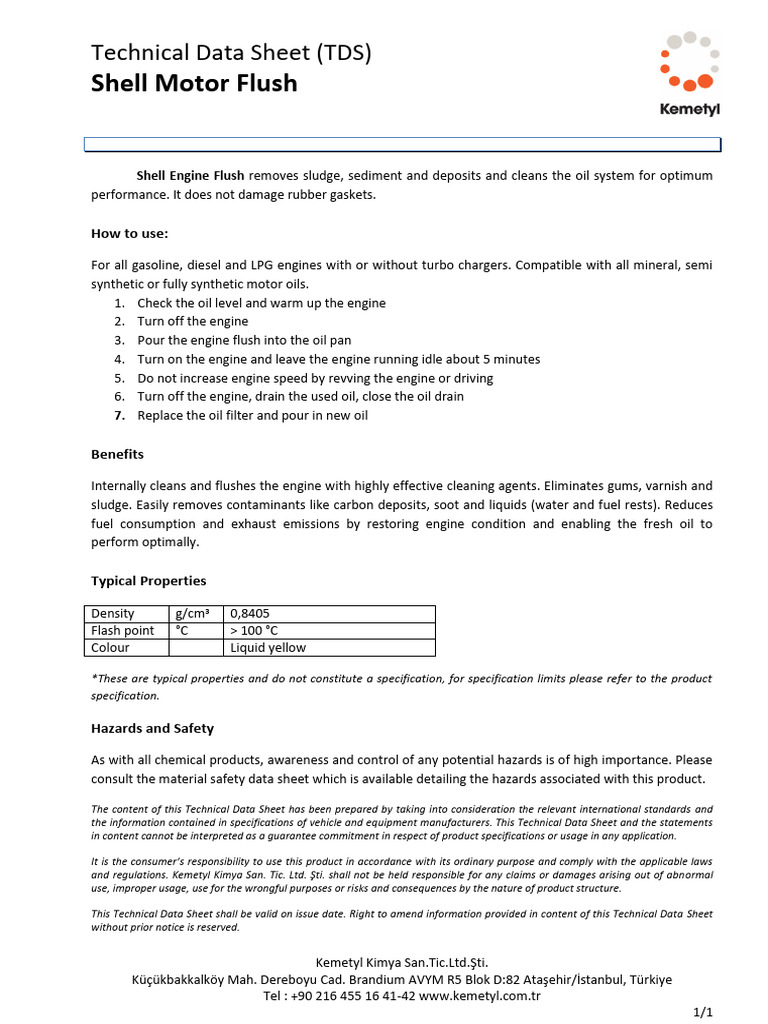 Shell Motor Flush Tds en | PDF | Engines | Oil