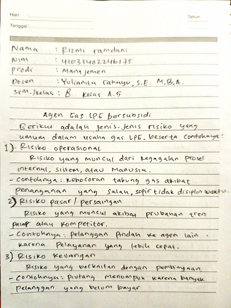 Rizmi Ramdani (Tugas Manajemen Risiko) | PDF