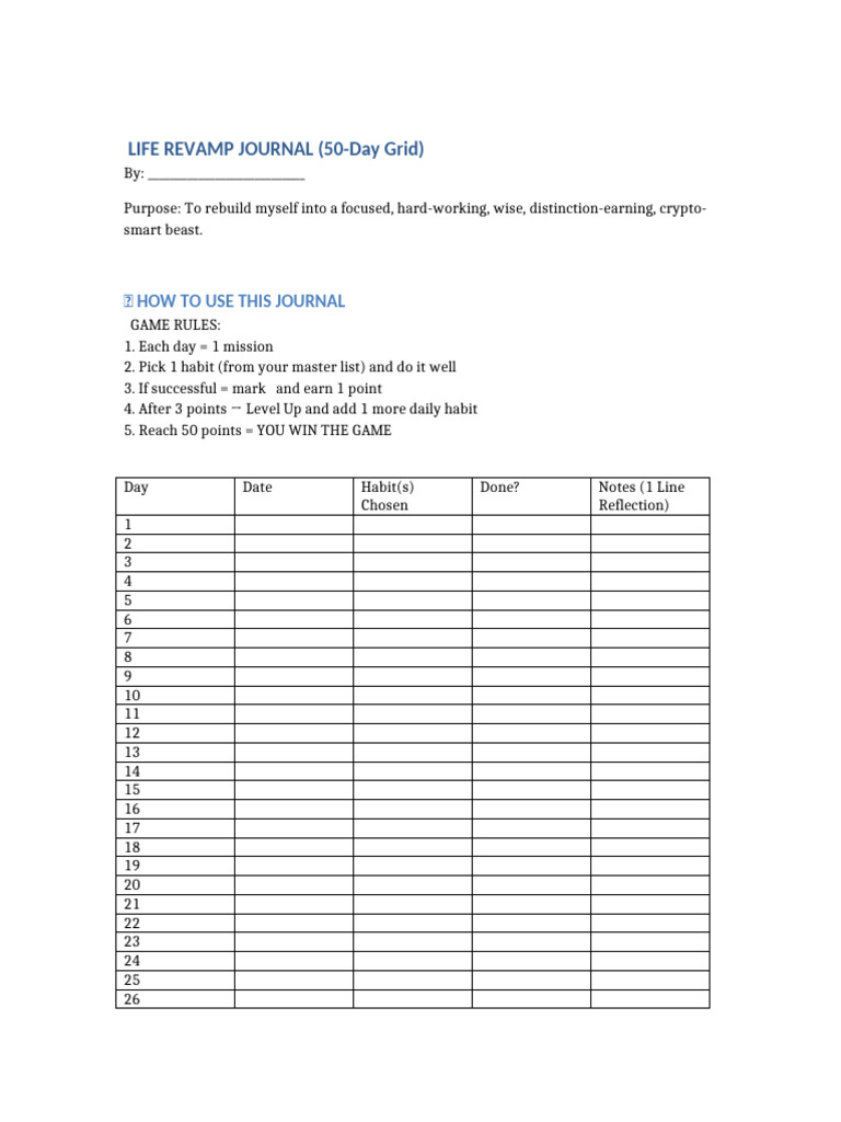 Life Revamp 50 Day Journal | PDF
