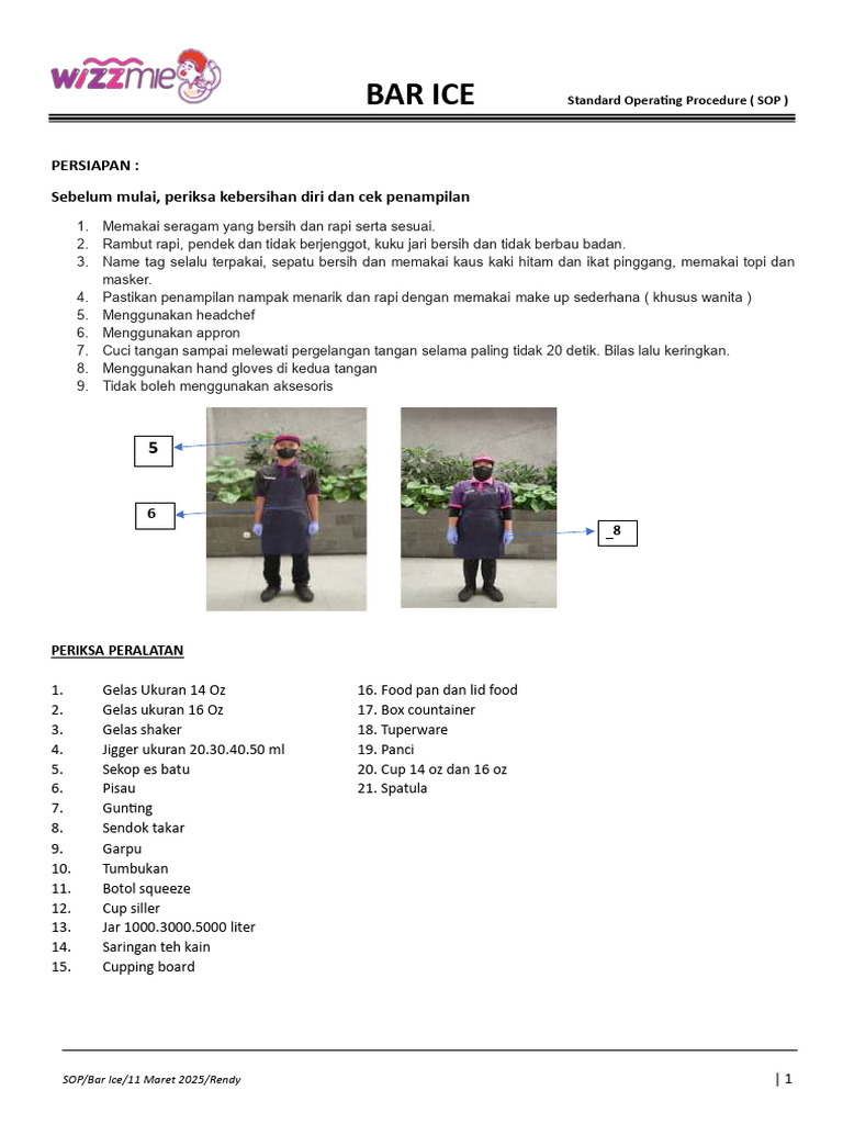 BAR ICE - Standard Operating Procedure (SOP) - 11 Maret 2025 | PDF