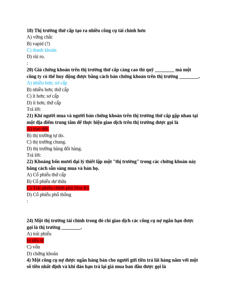 Câu Sai C A LTTC 1 | PDF