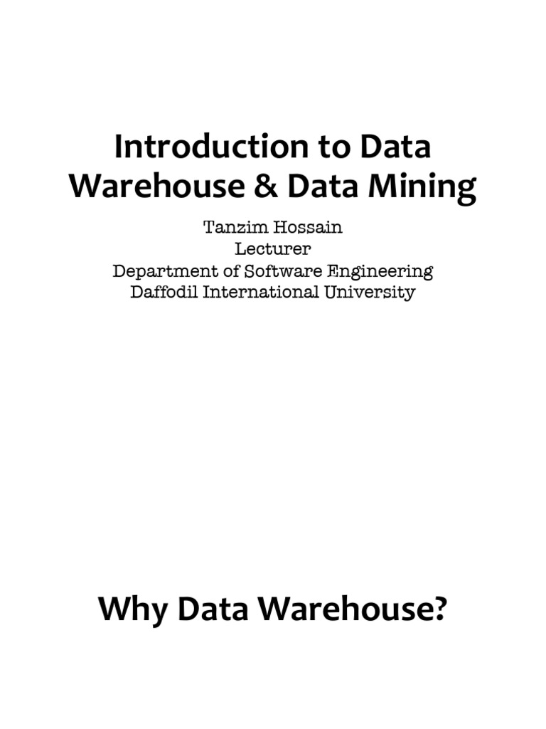 1 Introduction To Data Warehouse | PDF | Data Warehouse | Databases