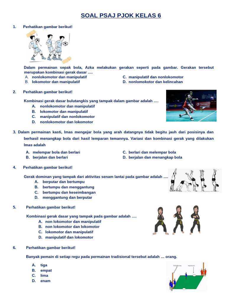 Soal Psaj Pjok New | PDF