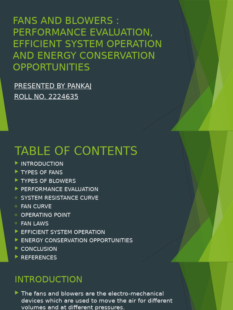 Fans and Blowers: Efficiency & Evaluation | PDF | Engineering ...
