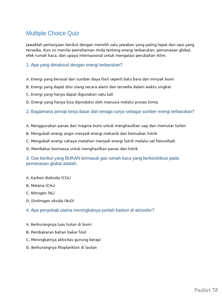 Multiple Choice Quiz (1) | PDF