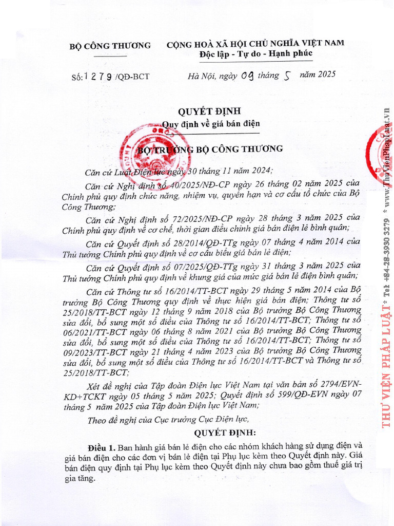 Quy định ban hành bán lẻ điện 1279 - QD-BCT - 656047 | PDF