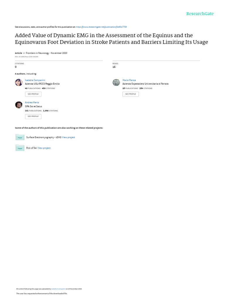 Added Value of Dynamic EMG in The Assessment of The Equinus and The ...