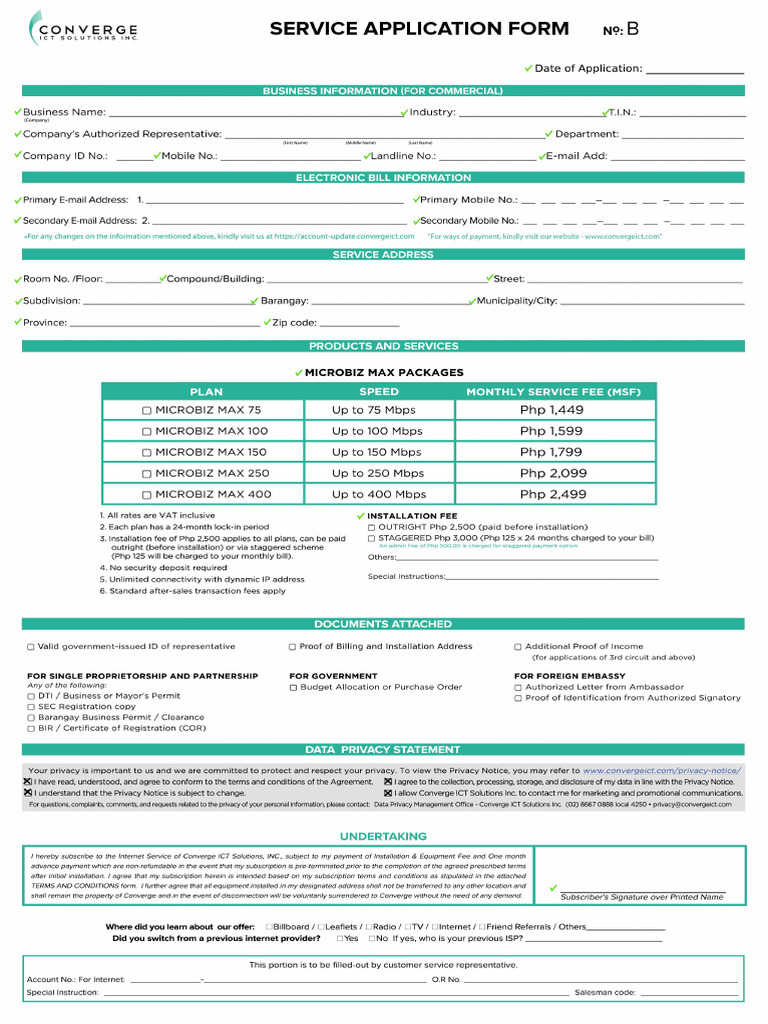 MicroBIZ MAX App Form | PDF