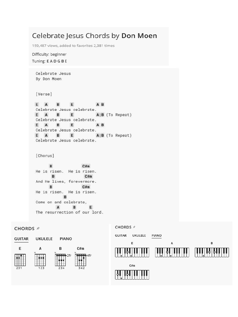 Celebrate Jesus Celebrate - Chords and Lyrics | PDF