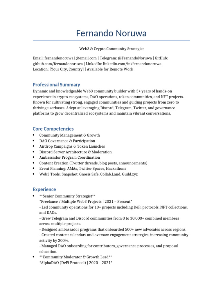 Fernando Noruwa Web3 CV | PDF | Computer Mediated Communication | Computing