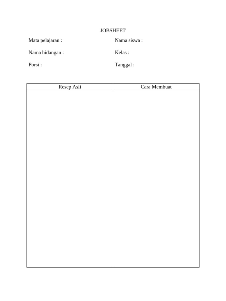 contoh.jobsheet.stepbystepmemasak.SmkCulinary | PDF