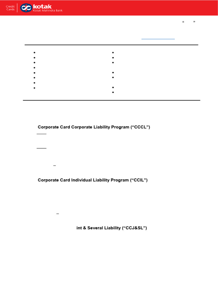 Corporate Card Mitc 30032020 | PDF | Credit Card | Payments