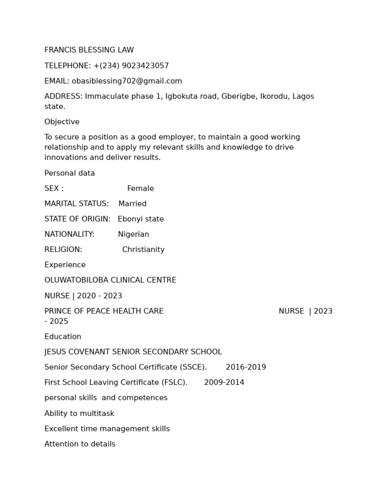 Blessing CV | PDF