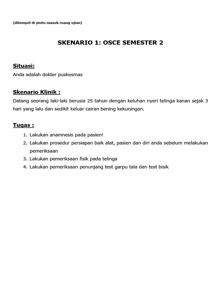 SOAL OSCE - 5 Scenario - OSCE Special Sensory THT SMT 2 | PDF