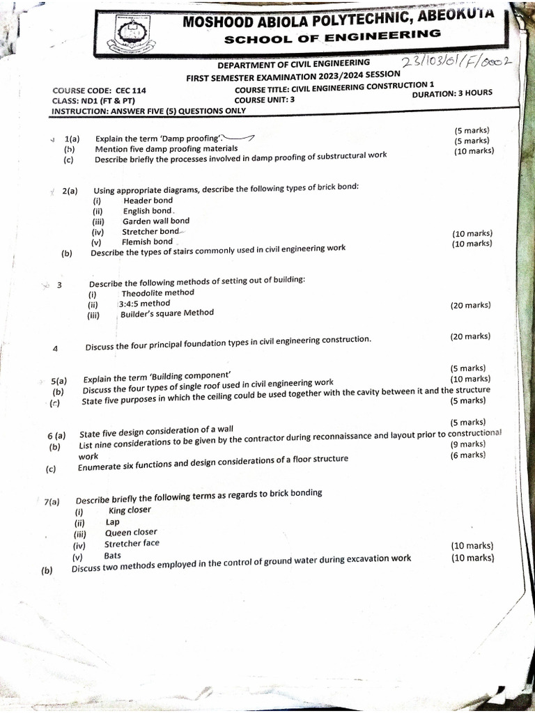 OND 1 First Semester PQ | PDF