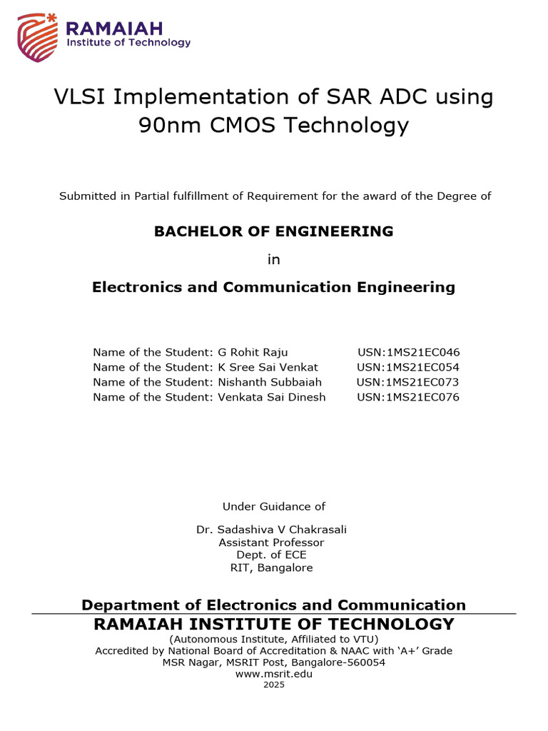 VLSI SAR ADC Design in 90nm CMOS | PDF | Analog To Digital Converter ...