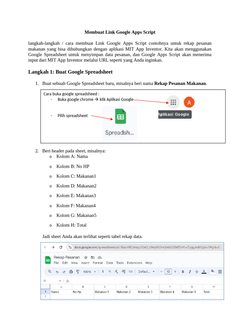 Cara Membuat Link Google Spreadsheet | PDF