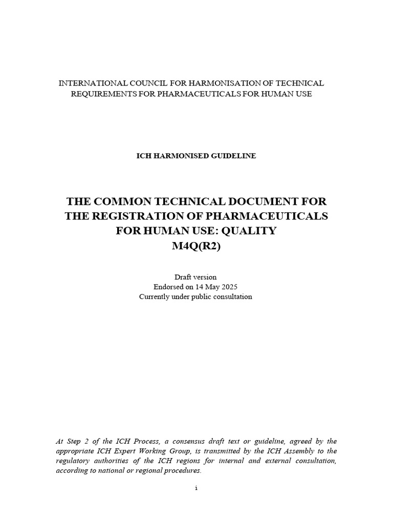 ICH M4Q(R2) Quality Guidelines Draft | PDF