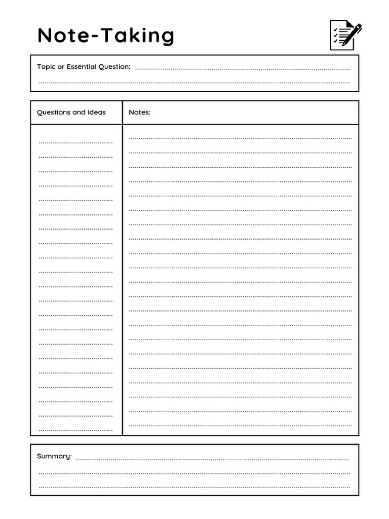 Note Taking Sheet | PDF