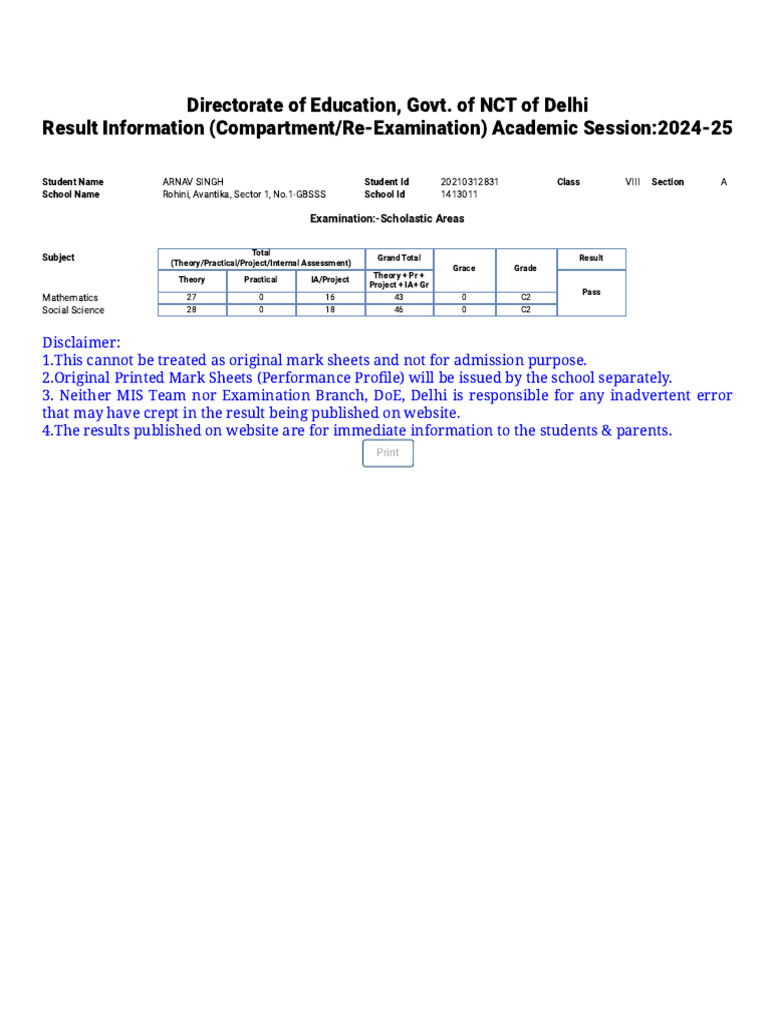 Edustud.nic.in Result FrmPubliclevelResult 23 24 Reexam.aspx Id ...
