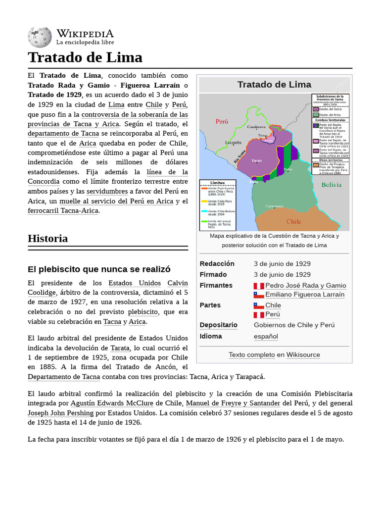 Tratado de Lima 1929: Fin de la Controversia | PDF | América del Sur | Perú