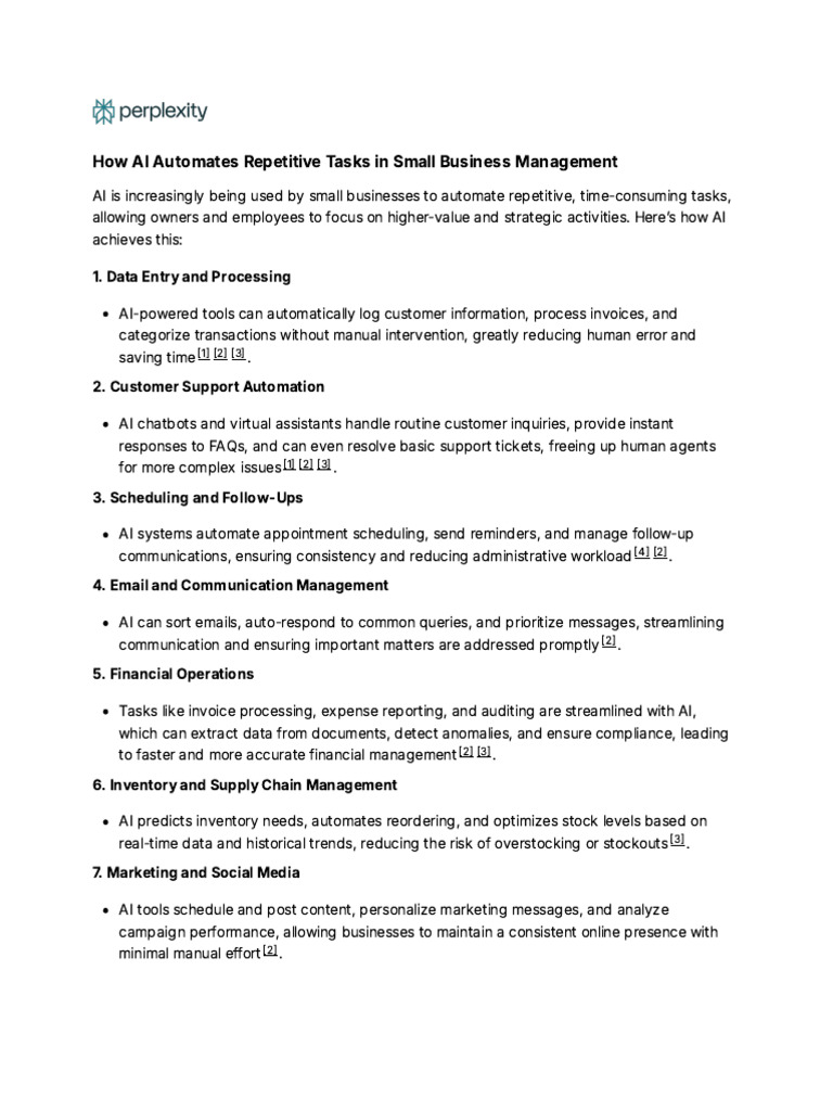 AI Automation for Small Business Tasks | PDF | Automation | Artificial ...