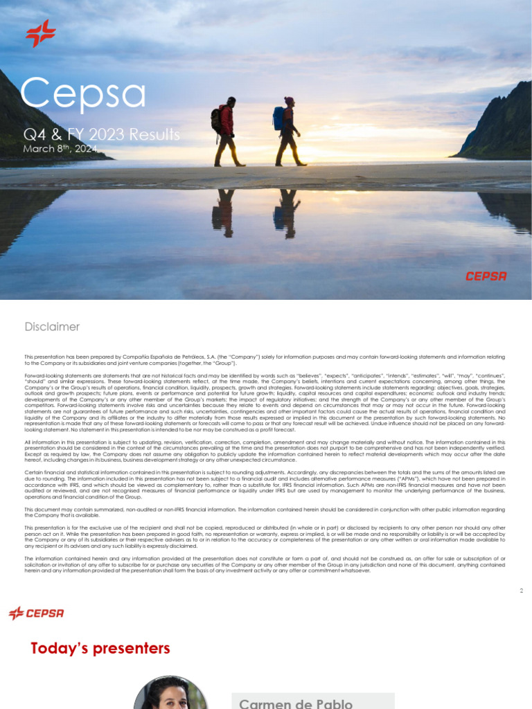 Cepsa Quarterly Earnings Presentation Q4 2023 | PDF | Biofuel | Risk