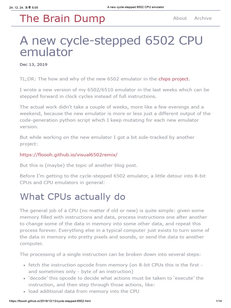 A New Cycle-Stepped 6502 CPU Emulator | PDF | Central Processing Unit | Control Flow