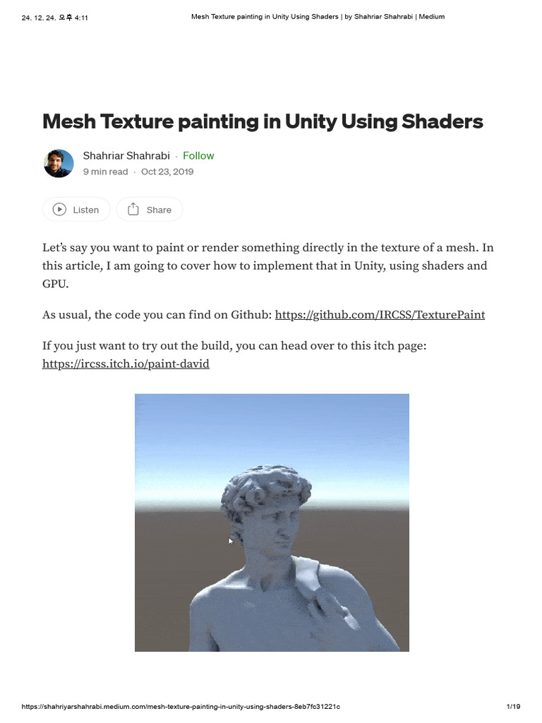 Mesh Texture Painting in Unity Using Shaders - by Shahriar Shahrabi - Medium | PDF | Texture ...