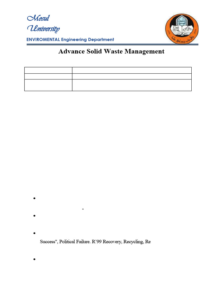 Advanced Solid Waste Management Course | PDF | Waste | Municipal Solid ...