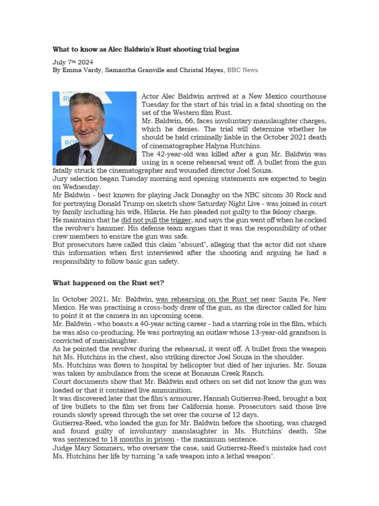What To Know As Alec Baldwin's Rust Shooting Trial Begins. Reading ...